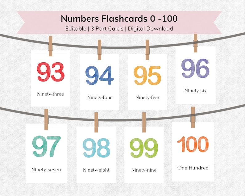 Montessori Numbers 0-100 Flashcards: Printable Learning (digital ...