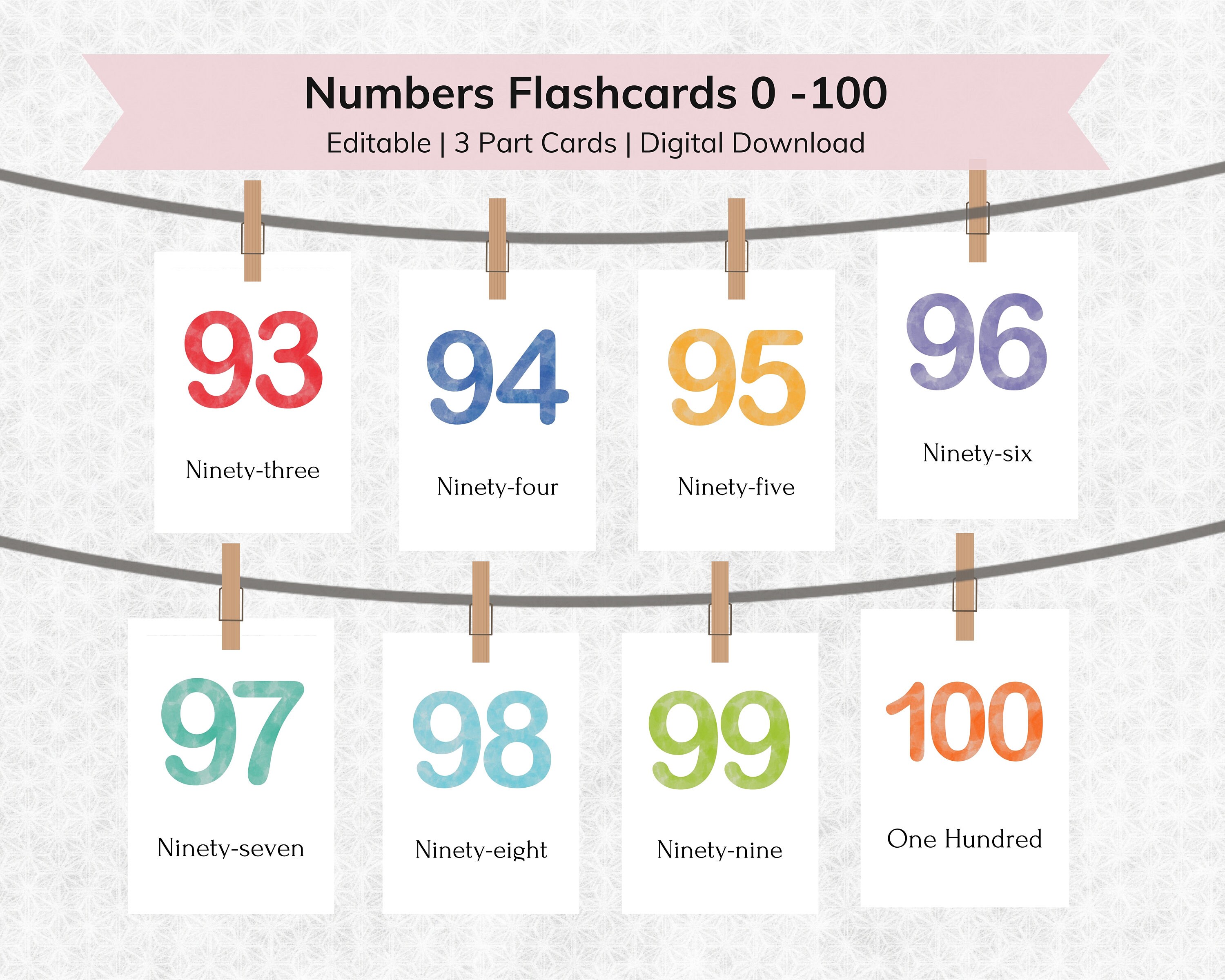 Montessori Numbers 0-100 Flashcards: Printable Learning (digital ...