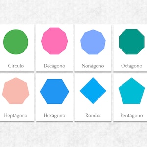 22 Spanish Shapes Flashcards for Kids | 2D Geometric Shapes Educational ...