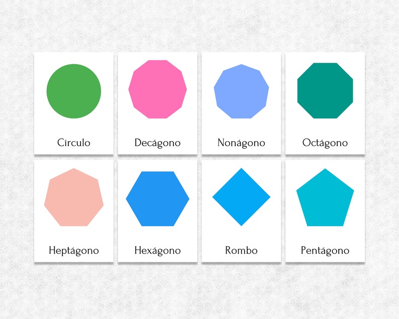 22 Spanish Shapes Flashcards for Kids | 2D Geometric Shapes Educational ...