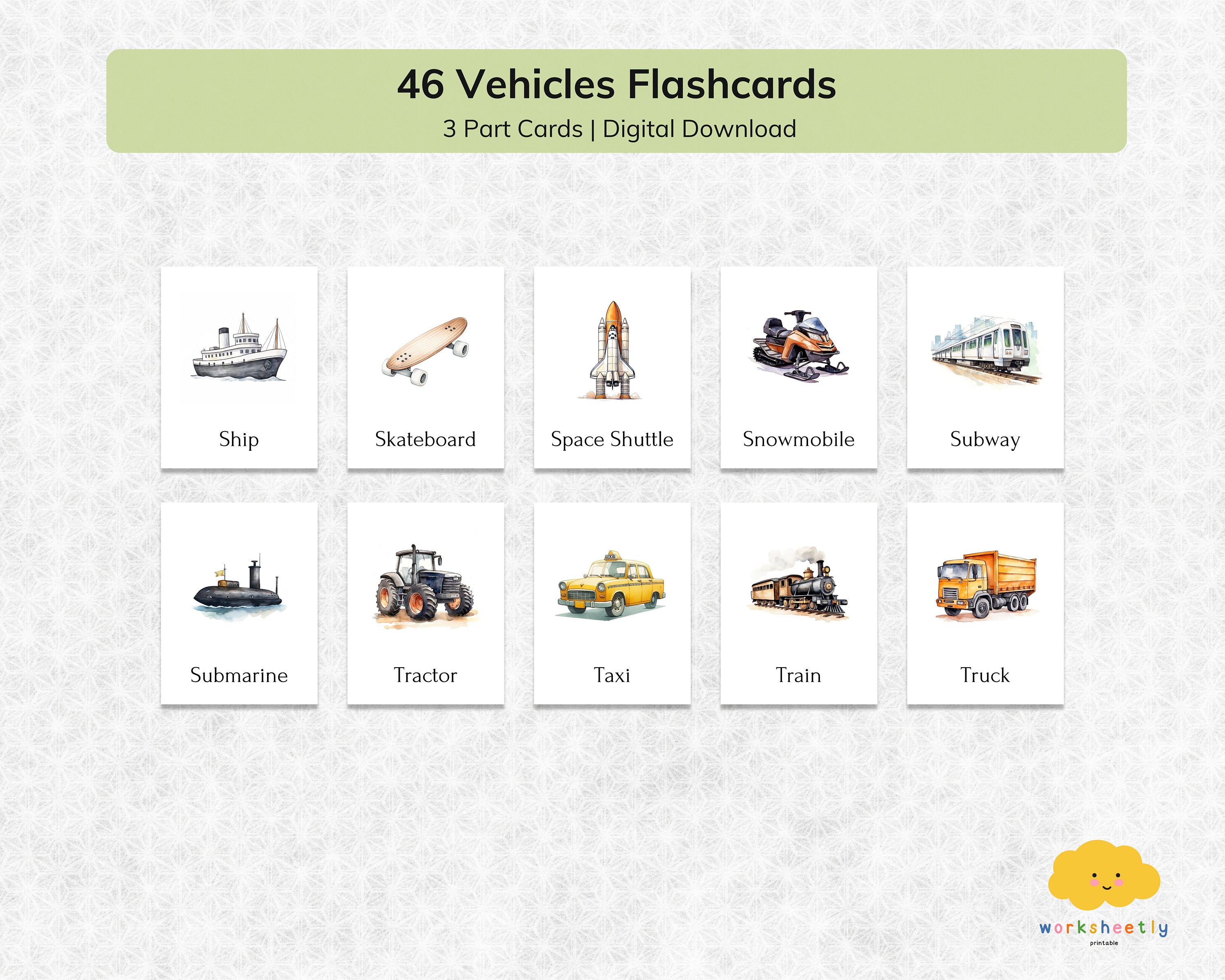 Editable Vehicle and Transport Flashcards for Kids | Educational ...