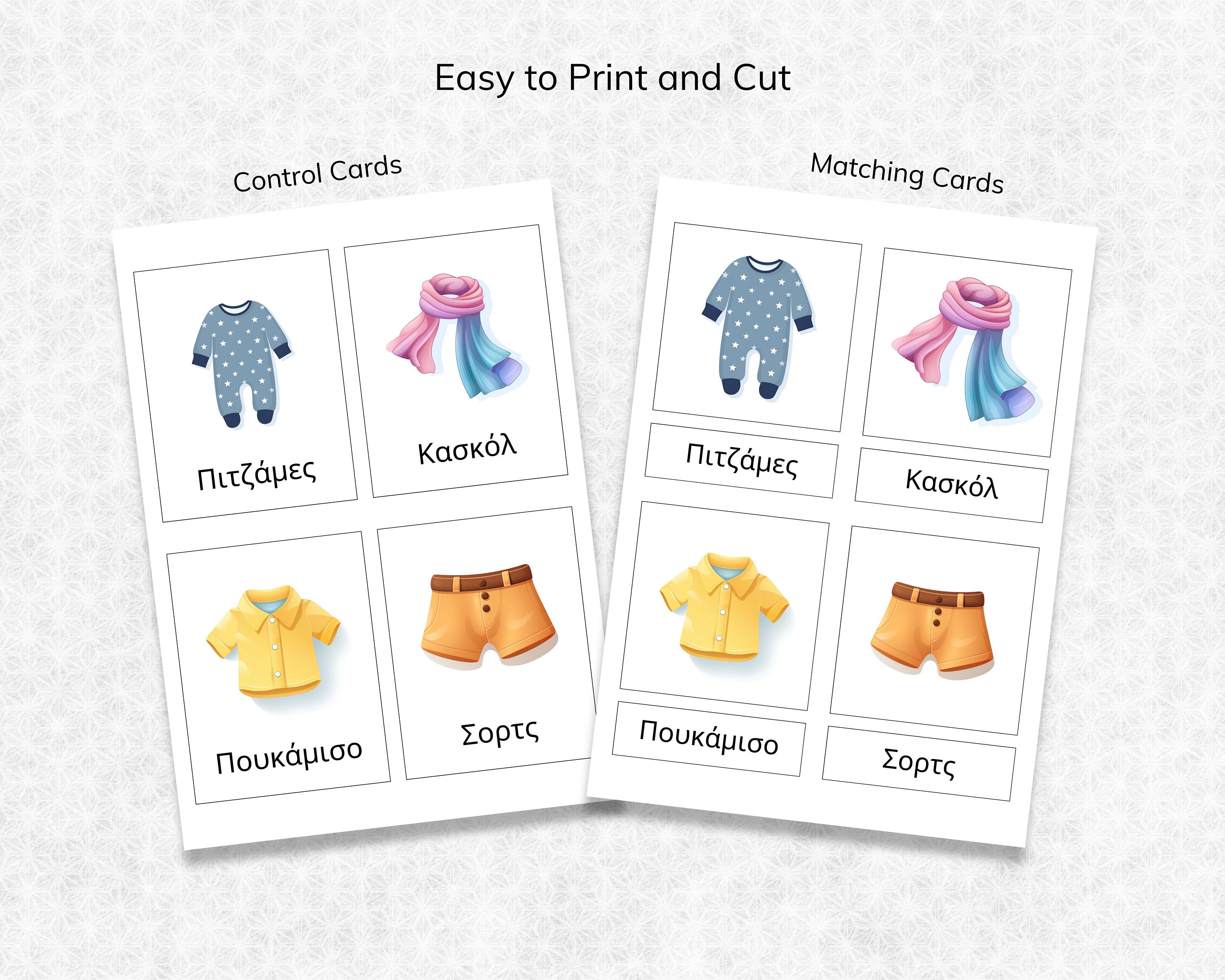 Greek Clothes Flashcards: Montessori Educational Cards (digital ...