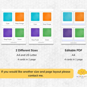 Editable Color Flashcards for Kids, Printable 3 Part Nomenclature ...