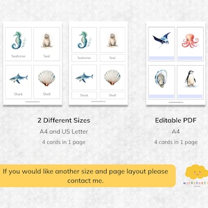 Ocean Animals Flashcards: Montessori 3-part Cards (digital Download) - Etsy