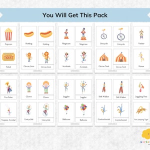 Circus Vocabulary Flashcards for Kids, Printable Montessori 3 Part ...