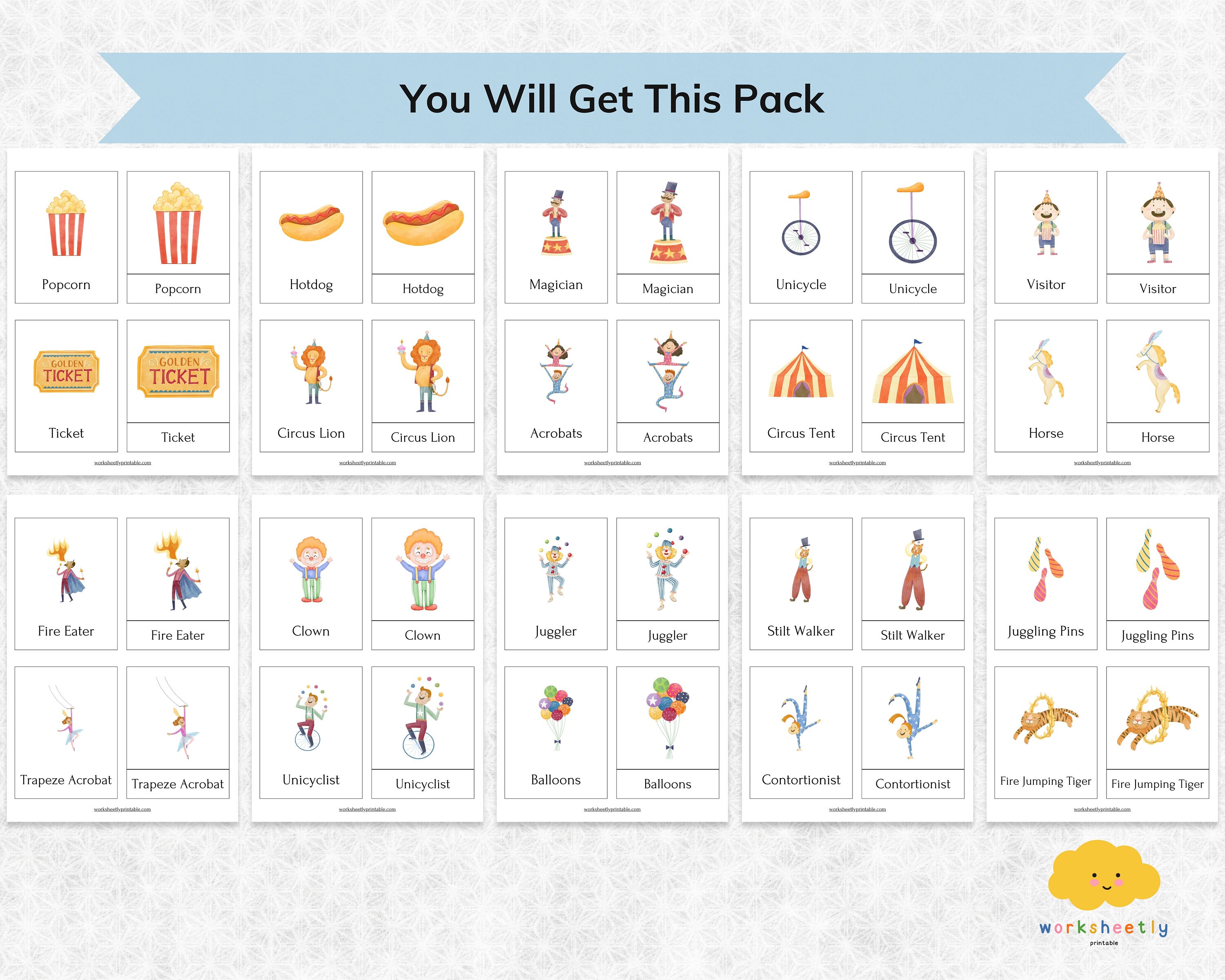 Circus Vocabulary Flashcards for Kids, Printable Montessori 3 Part ...