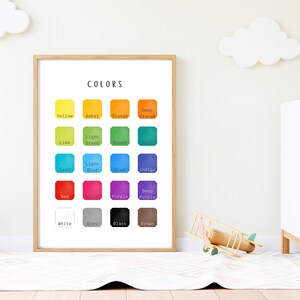 Colors Educational Montessori Poster, Printable Color Chart for Nursery ...