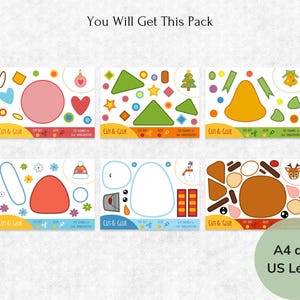 Christmas Cut and Glue Paper Craft Activity Book for Kids, Printable ...
