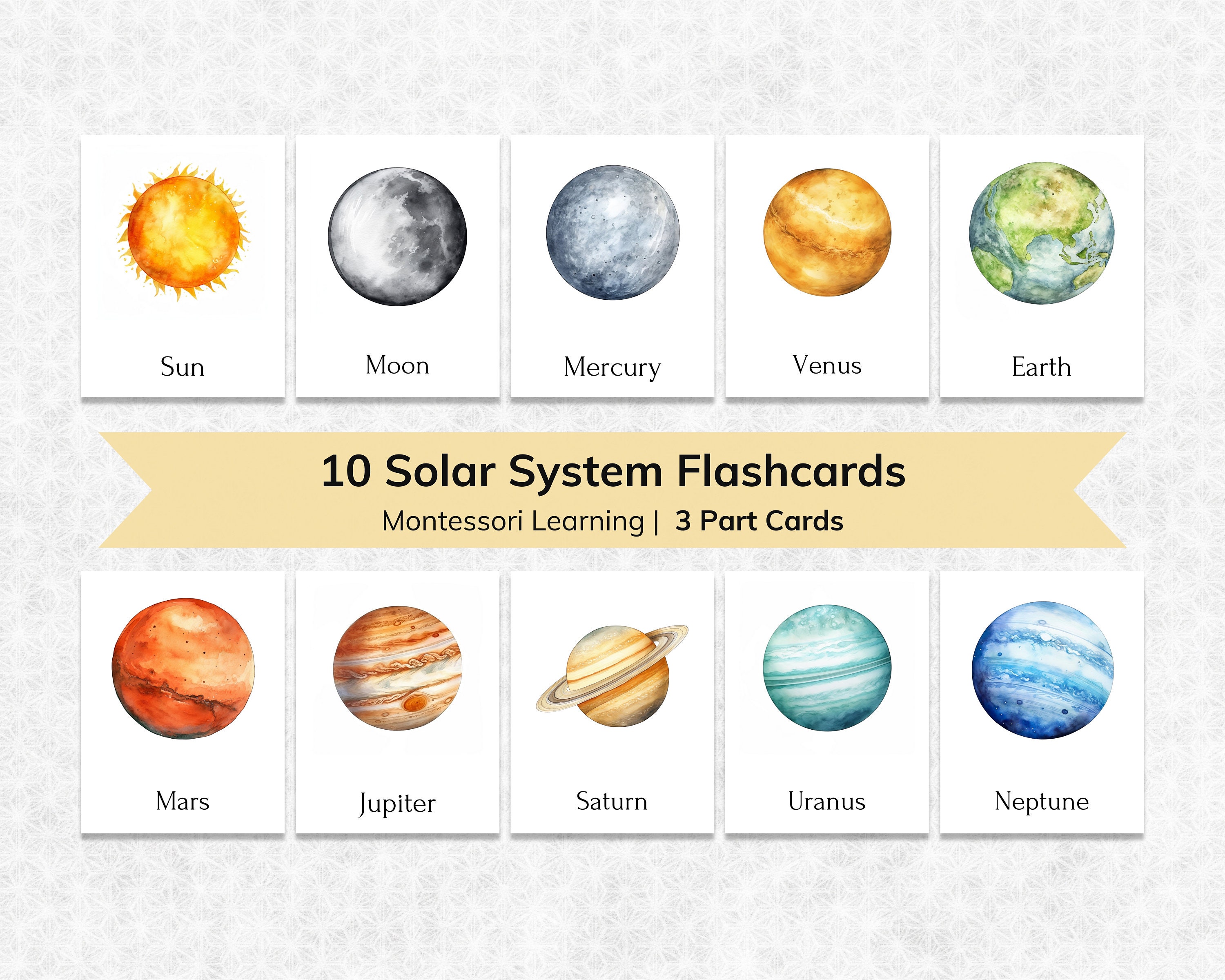 Editable Solar System Flashcards for Kids, Montessori Planet Name ...