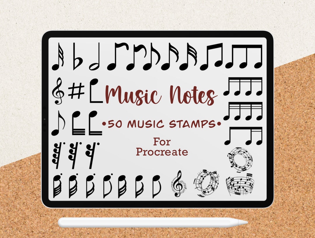 50 Music Notes Procreate Stamp Brushes, Music Stamps, Music Brush Set ...