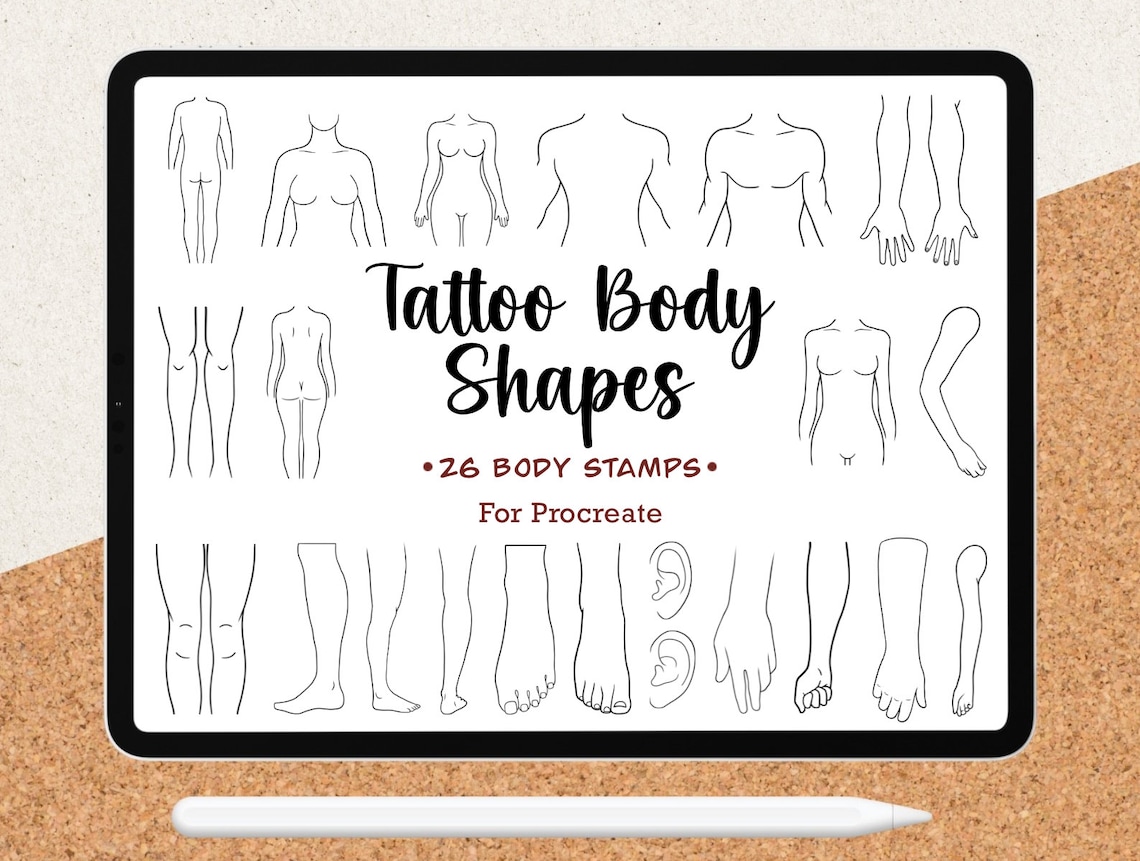 Procreate Tattoo Body Shape Stamps, Tattoo Body Stencils, Body Shape ...