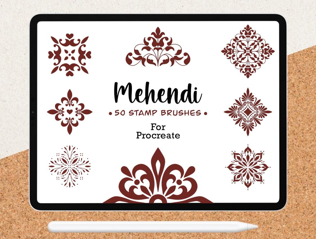50 Ornamental Mehendi Procreate Stamp Brushes, Mandala Ornaments Brush ...