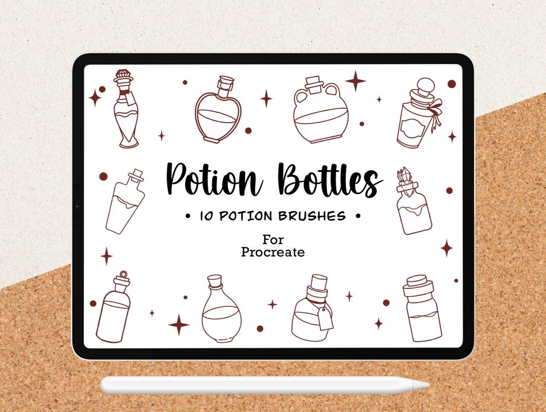 10 Potion Bottle Stamps for Procreate, Magic Brushes, Witch Brushes ...