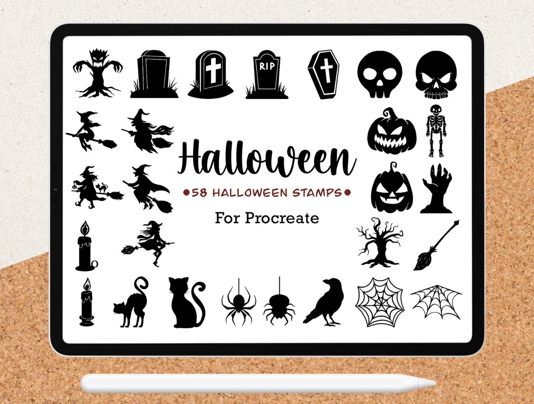 58 Halloween Procreate Stamp Brushes, Spooky Stamps for Procreate ...