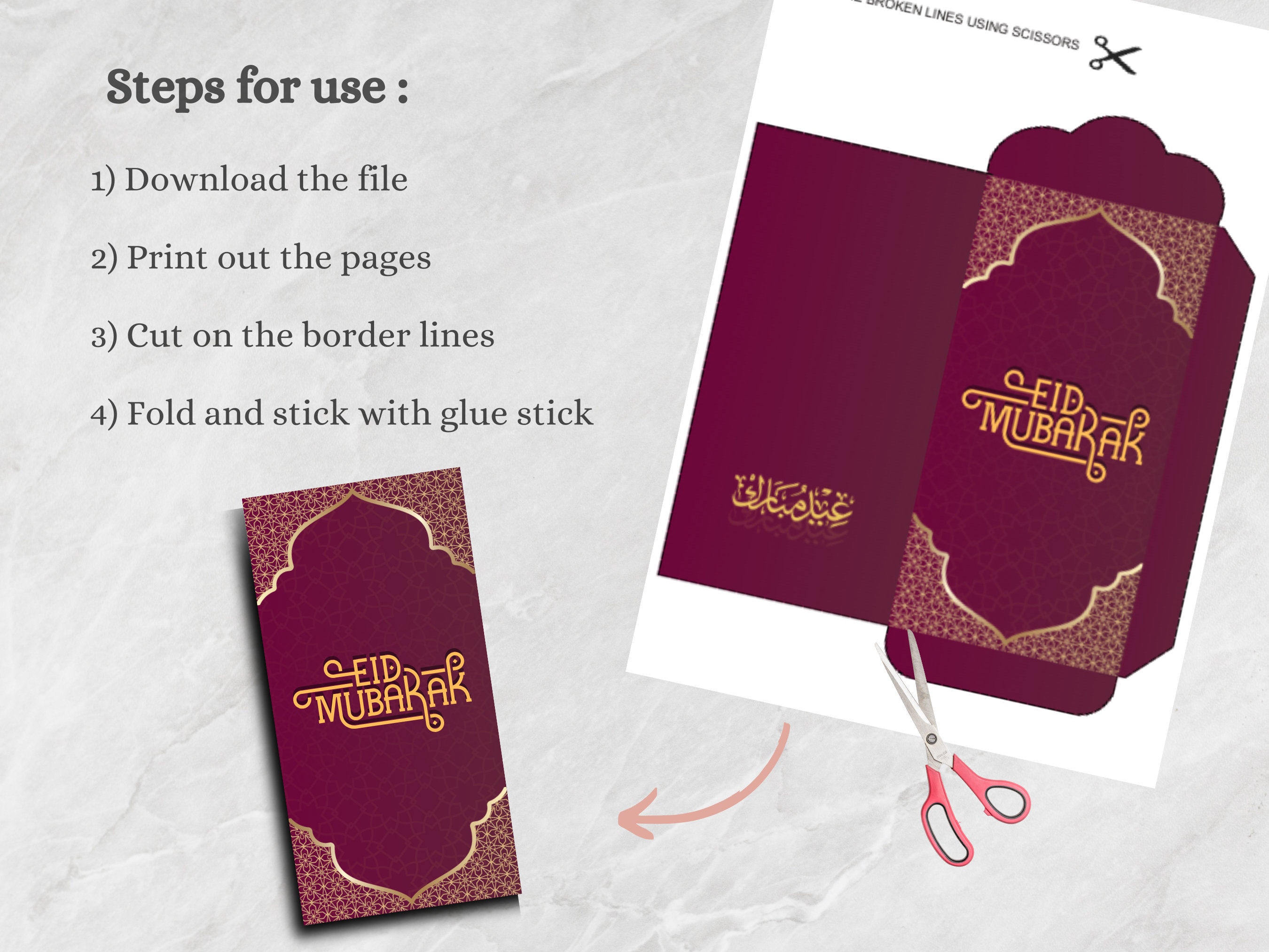 Printable Eid Mubarak Gift Money Envelope - Red(maroon) Edition - 4 ...