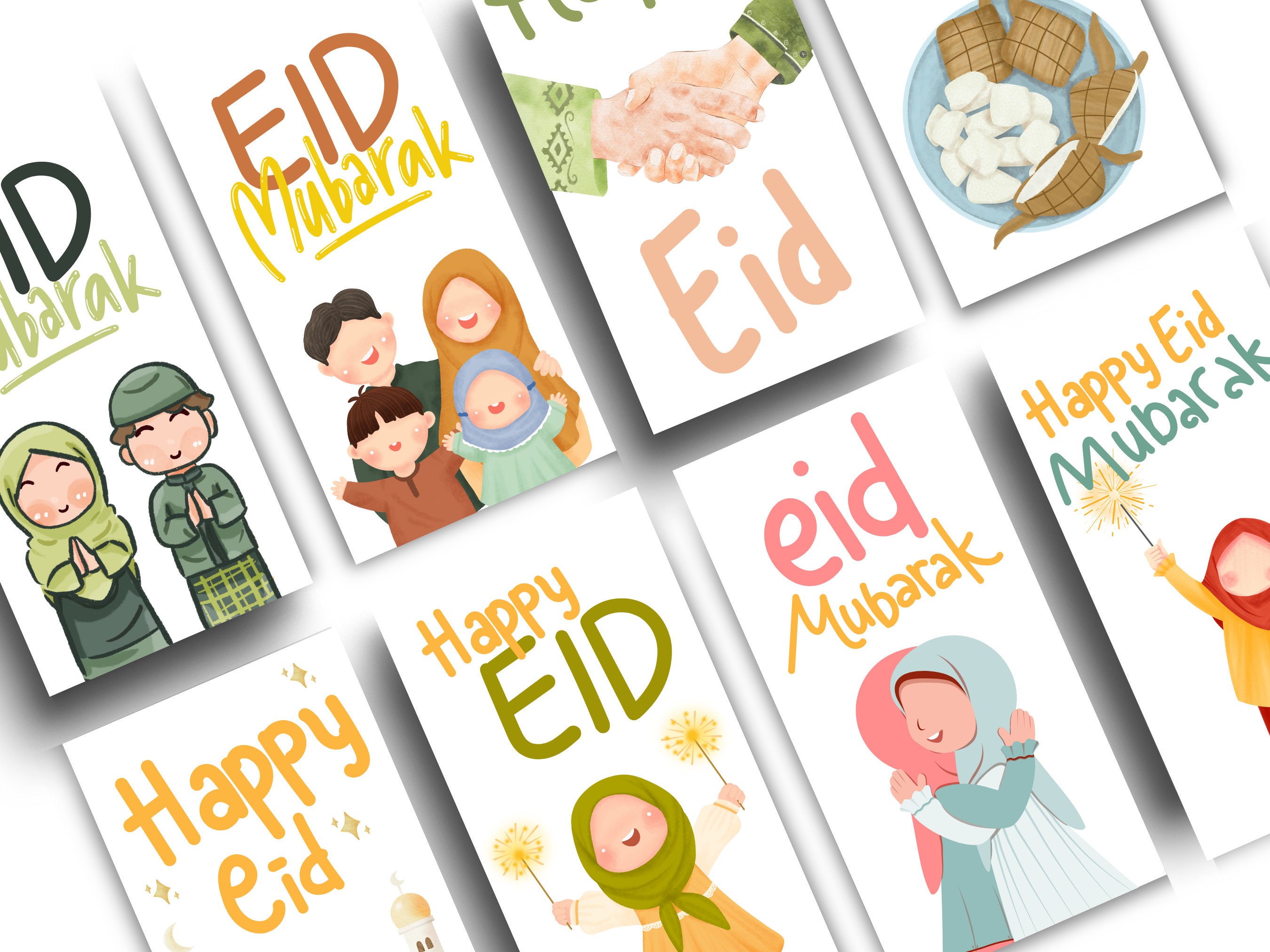 10 Printable Eid Mubarak Gift Money Envelope - Set of 10 - Kids Eid ...