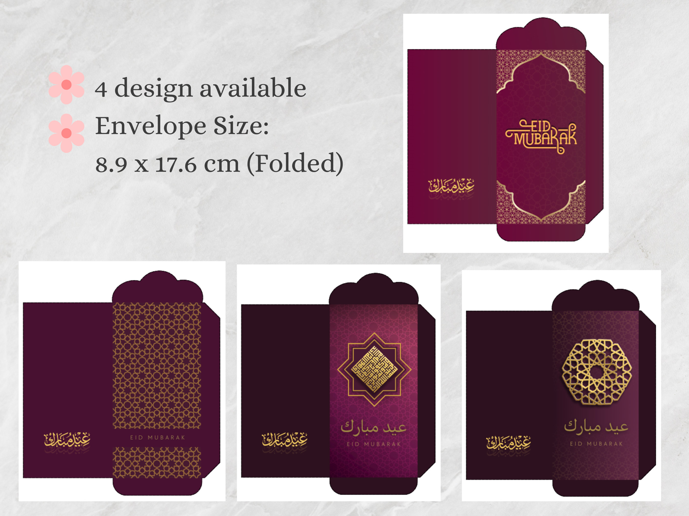 Printable Eid Mubarak Gift Money Envelope - Red(maroon) Edition - 4 ...