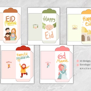 10 Printable Eid Mubarak Gift Money Envelope - Set of 10 - Kids Eid ...
