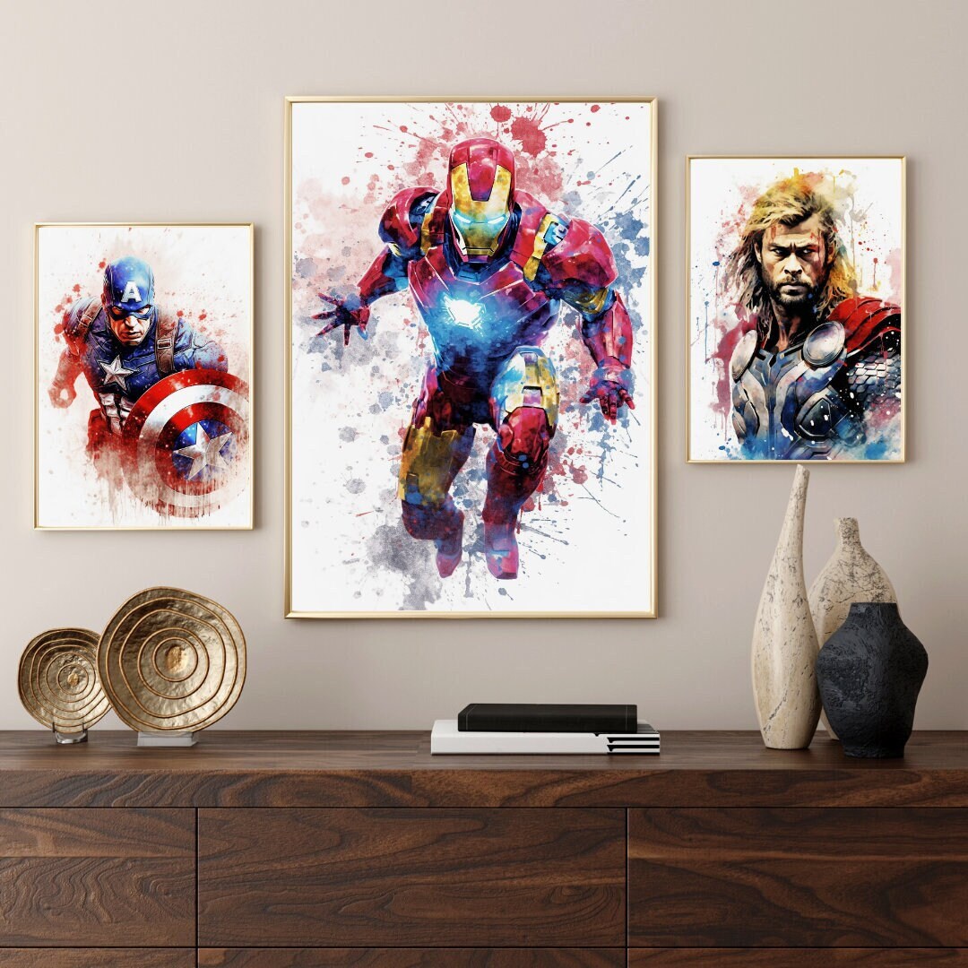 Avengers Printable Wall Art Avengers Poster Set of 5 Avenger Decor ...