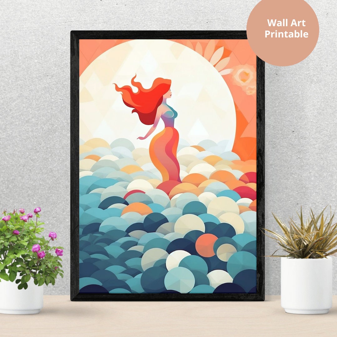 Princess Ariel Minimalist Art Print Ariel Little Mermaid Watercolor ...