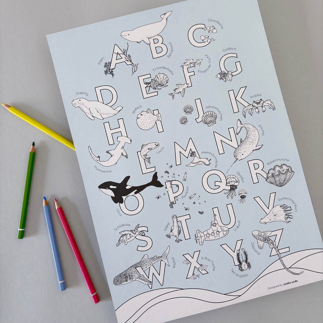 ABC Poster for Children to Color, Poster for Learning the Alphabet and ...