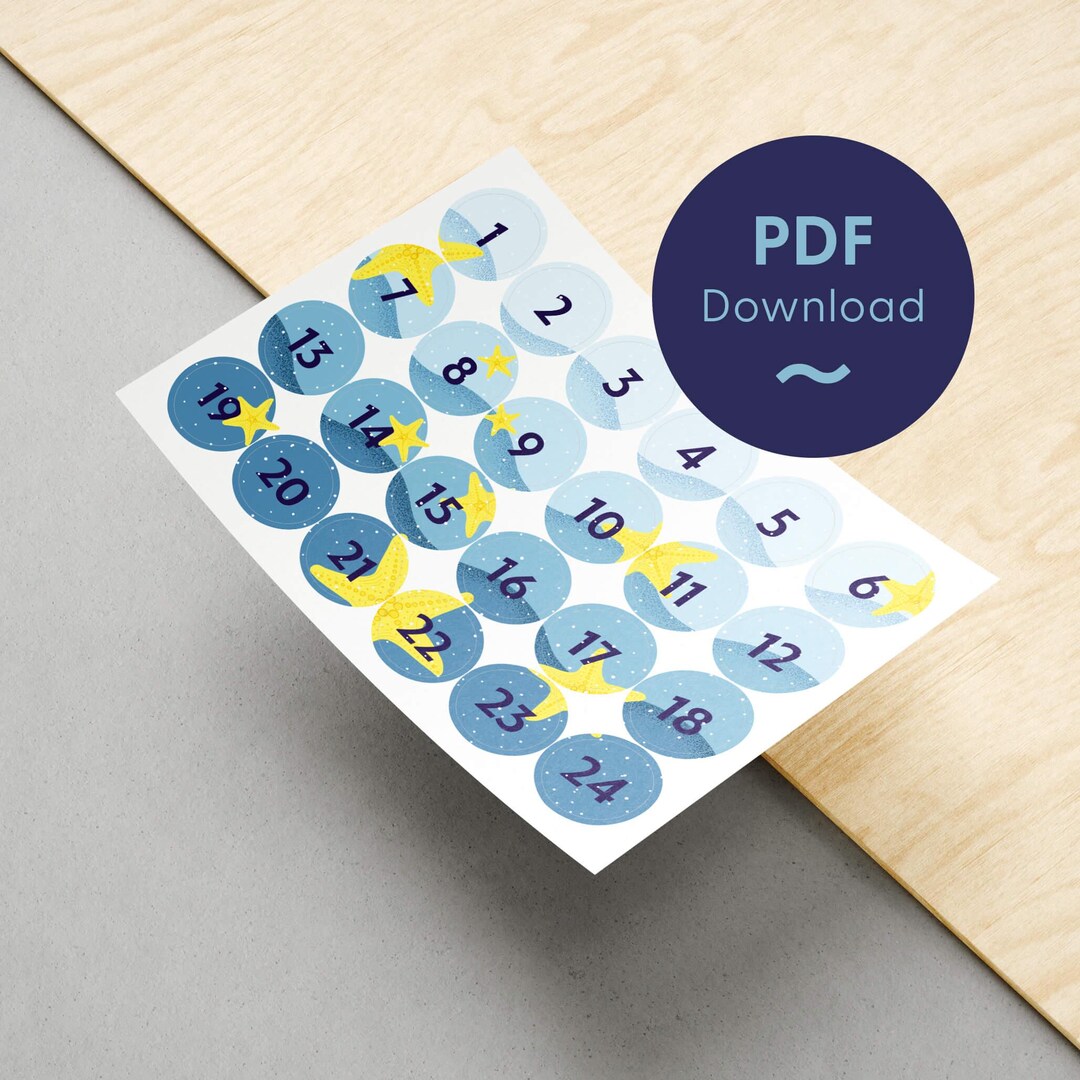 Printable Advent Calendar Numbers on Label Sheets, DIN A4 Format as a ...