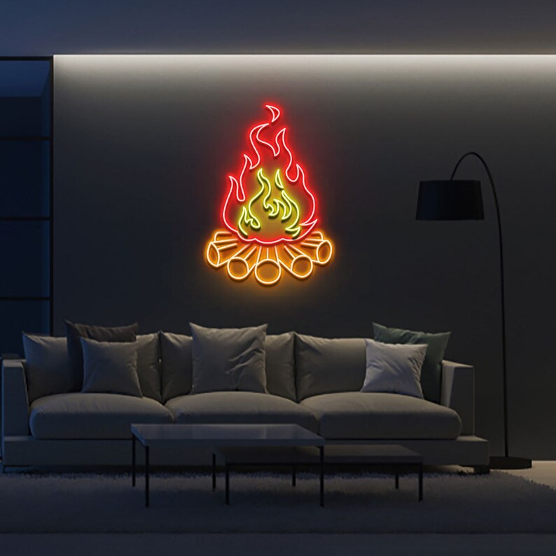 Campfire Custom Neon Sign Bonfire Sign Wall Art Neon Led - Etsy