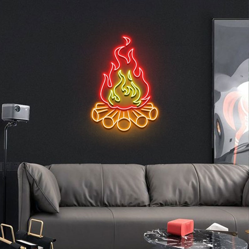 Campfire Custom Neon Sign Bonfire Sign Wall Art Neon Led - Etsy