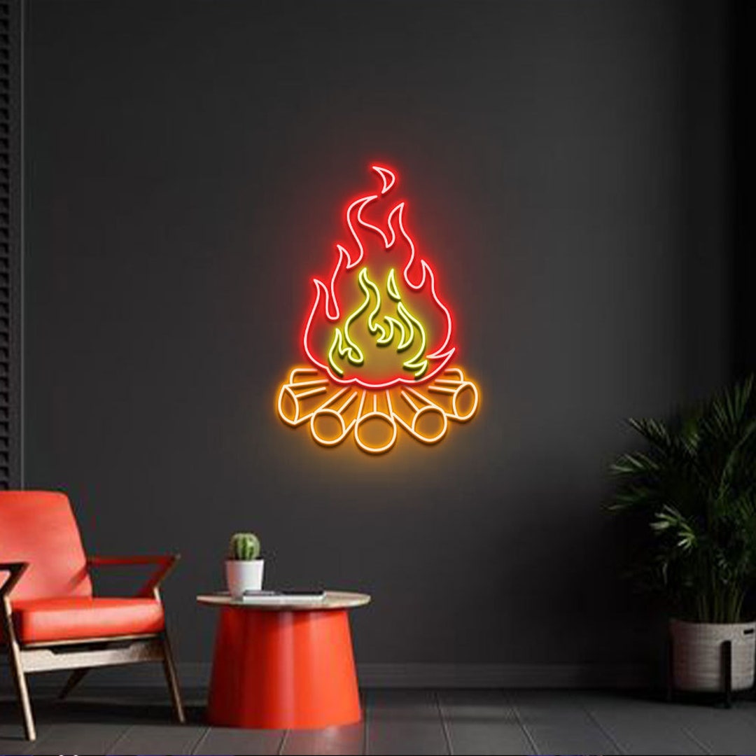 Campfire Custom Neon Sign Bonfire Sign Wall Art Neon Led - Etsy