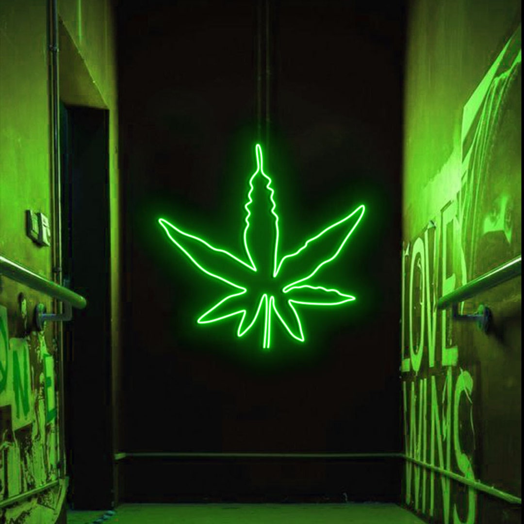 Cannabis Neon Sign Marijuana Wall Art Neon Led Sign Weed - Etsy
