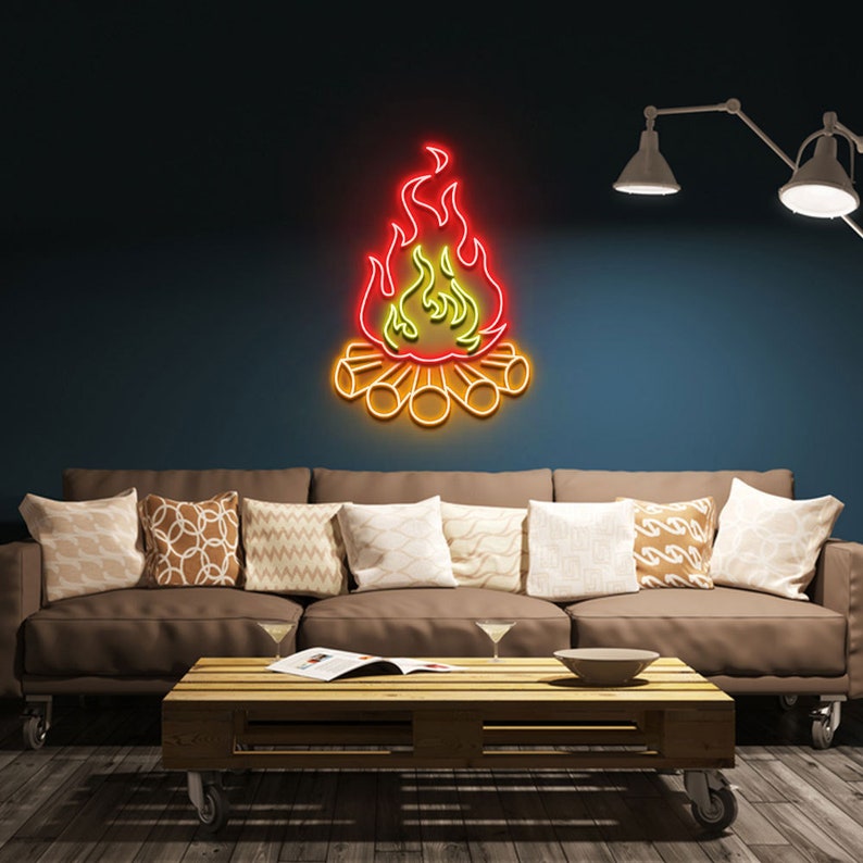 Campfire Custom Neon Sign Bonfire Sign Wall Art Neon Led - Etsy
