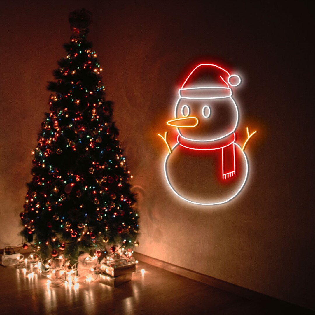 Snowman Neon Sign Christmas Wall Art Neon Led Sign Snowman - Etsy