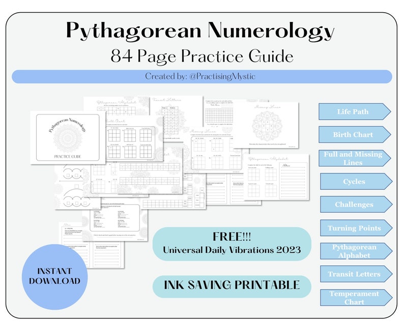 Pythagorean Numerology Practice Guide - Etsy