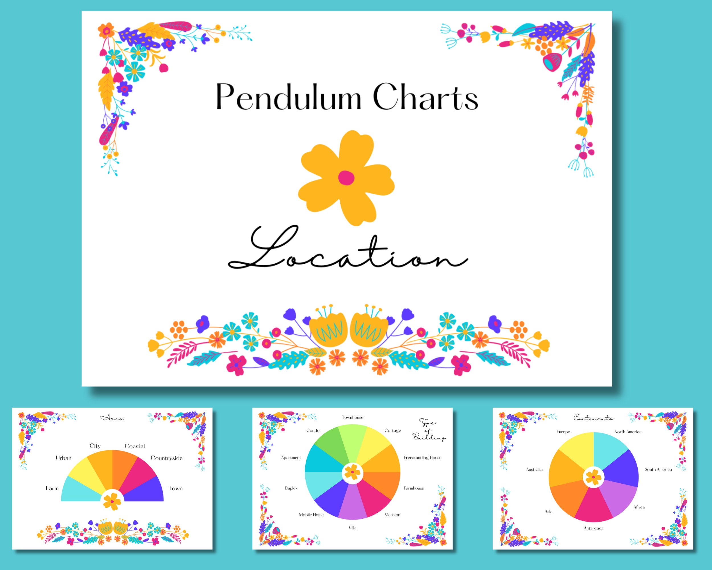 Pendulum Charts Location Bright Flowers - Etsy