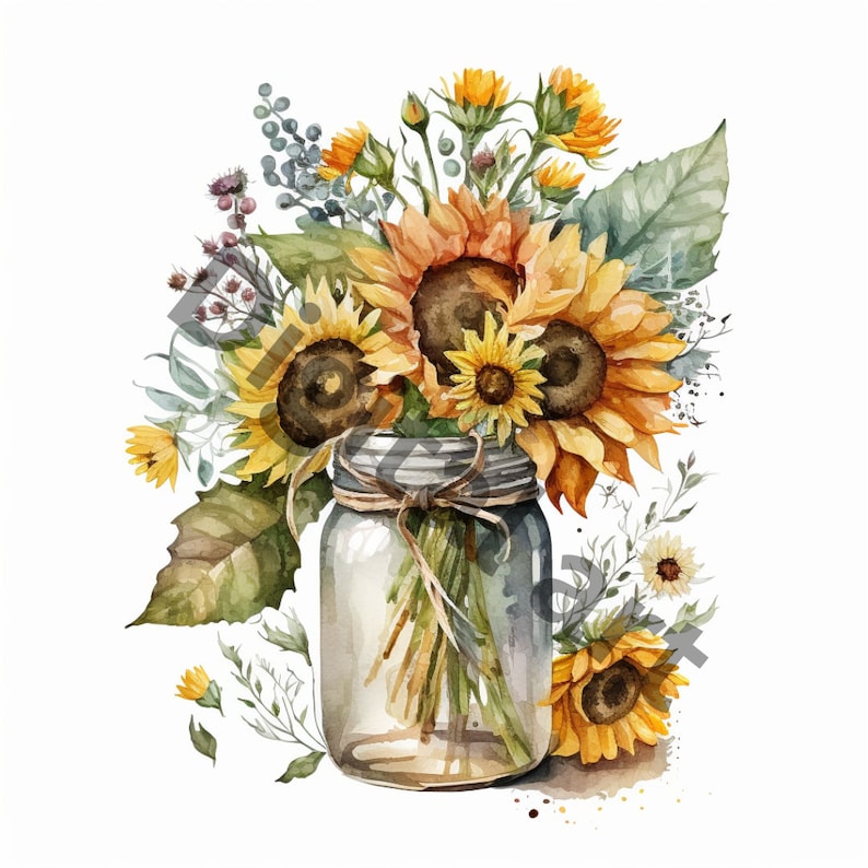 Watercolor Floral Sunflowers Clipart Fall Flowers Fall Floral, No ...