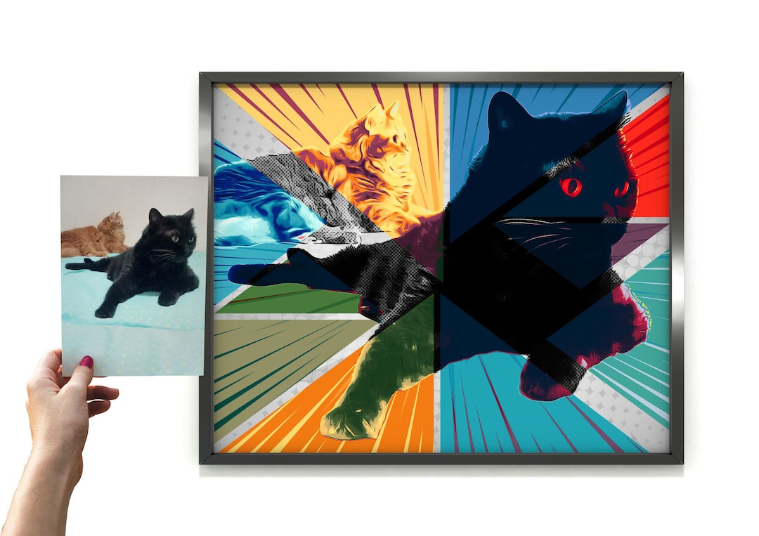 Asymmetrical Modern Pop Art Pet Wall Art Colorful Geometric - Etsy