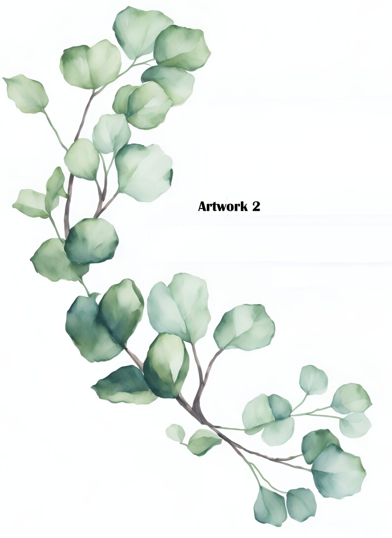 Watercolor Eucalyptus Wreath Clipart: Greenery Wedding Graphics (PNG ...