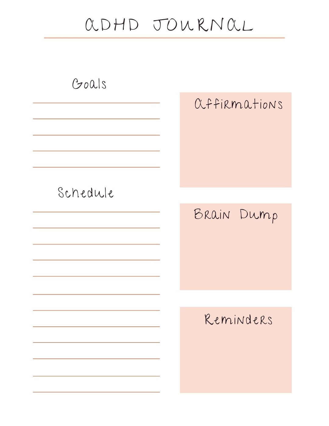 Digital ADHD Journal, Printable ADHD Planner, Downloadable, Therapy ...