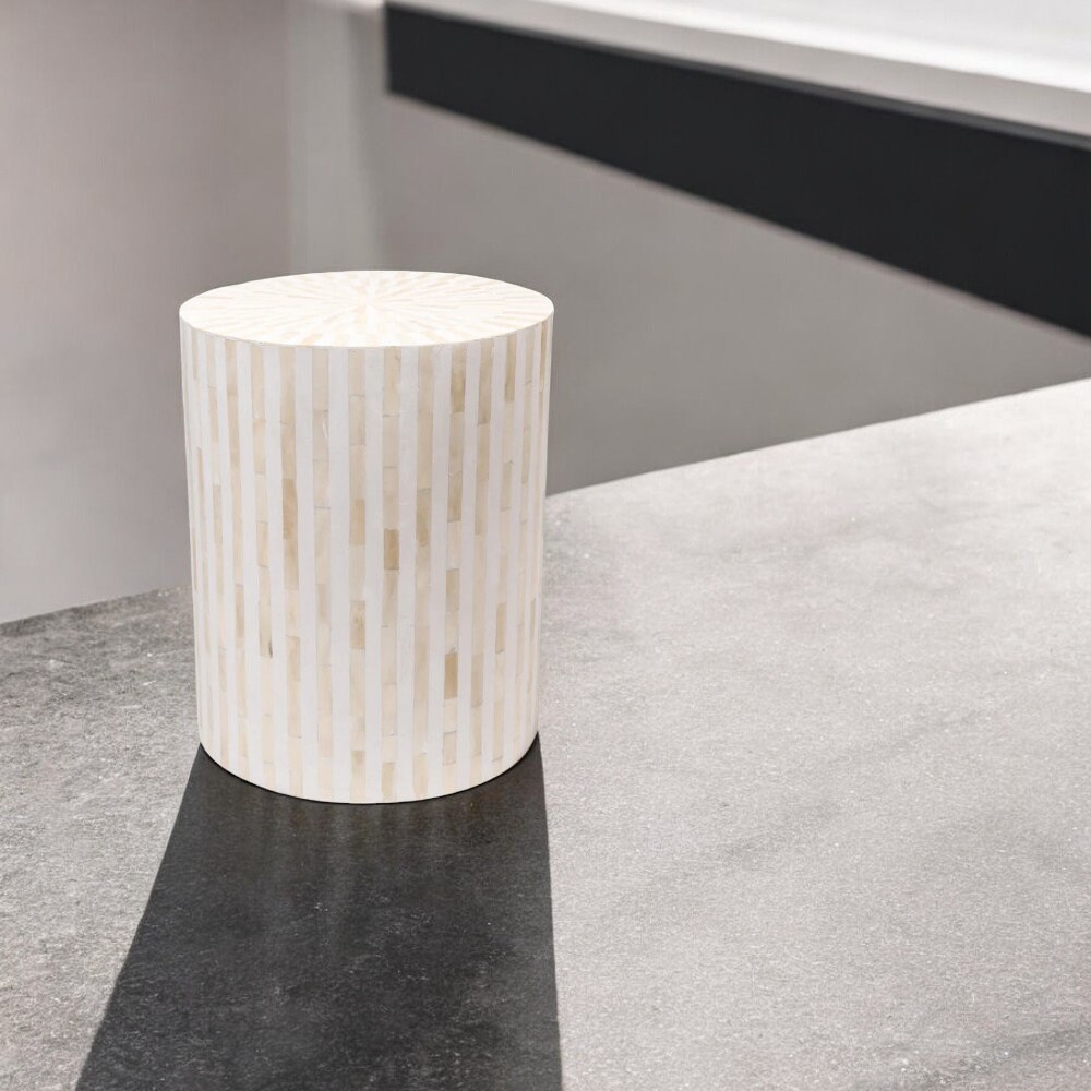Bone Inlay Design Round End Table, Bone Inlay Stripe Design Side Table ...