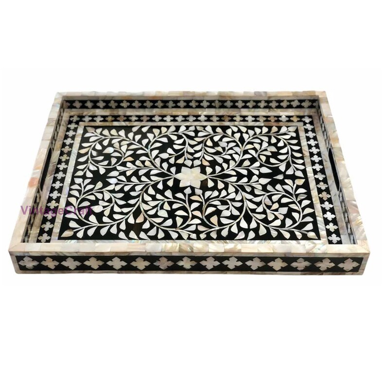 Wooden MOP Inlay Serving Tray Kitchen Dinning Platter Home - Etsy
