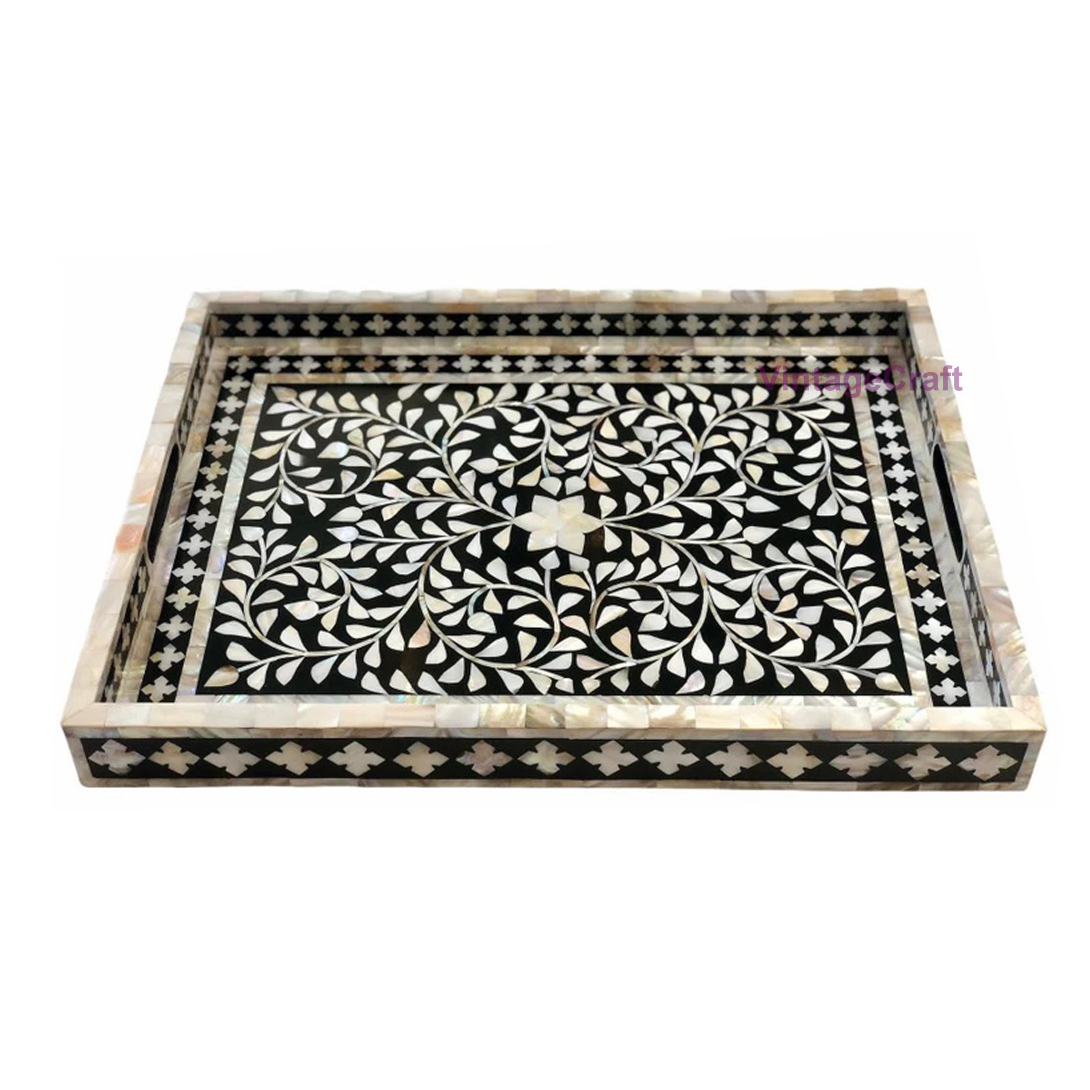 Wooden MOP Inlay Serving Tray Kitchen Dinning Platter Home - Etsy