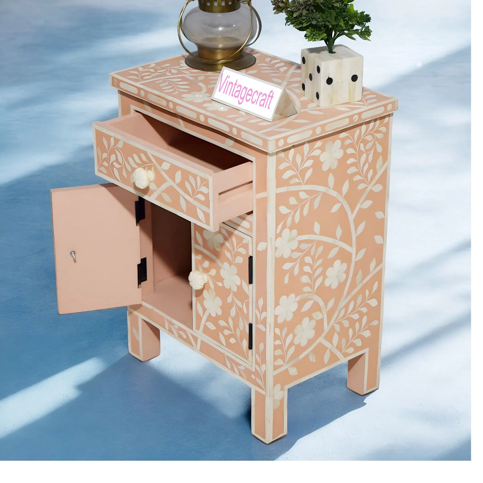 Bone Inlay Nightstands Bedside Table Drawers End Door Side Table - Etsy