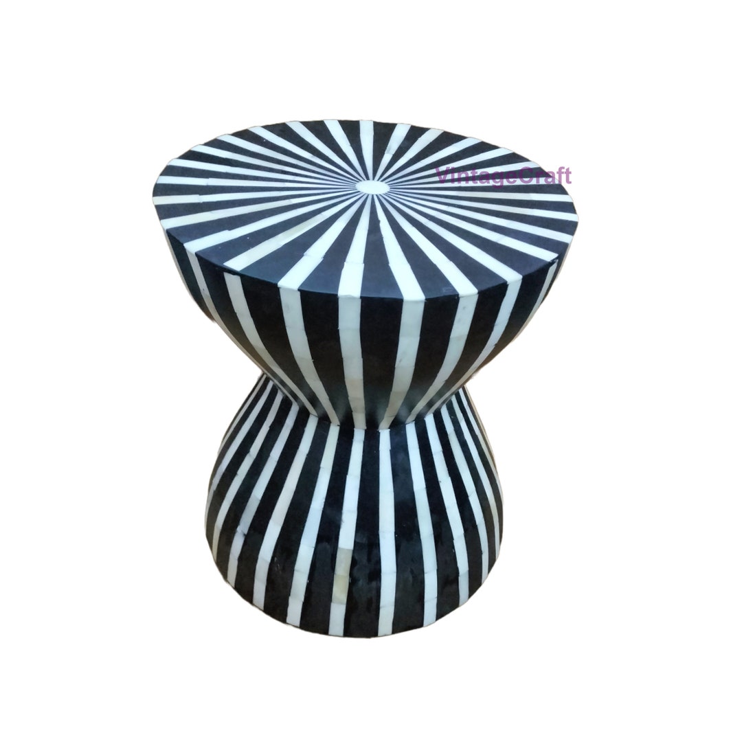 Bone Inlay Damru Shape Stool Sofa Side Table Home Decor Handcrafted - Etsy