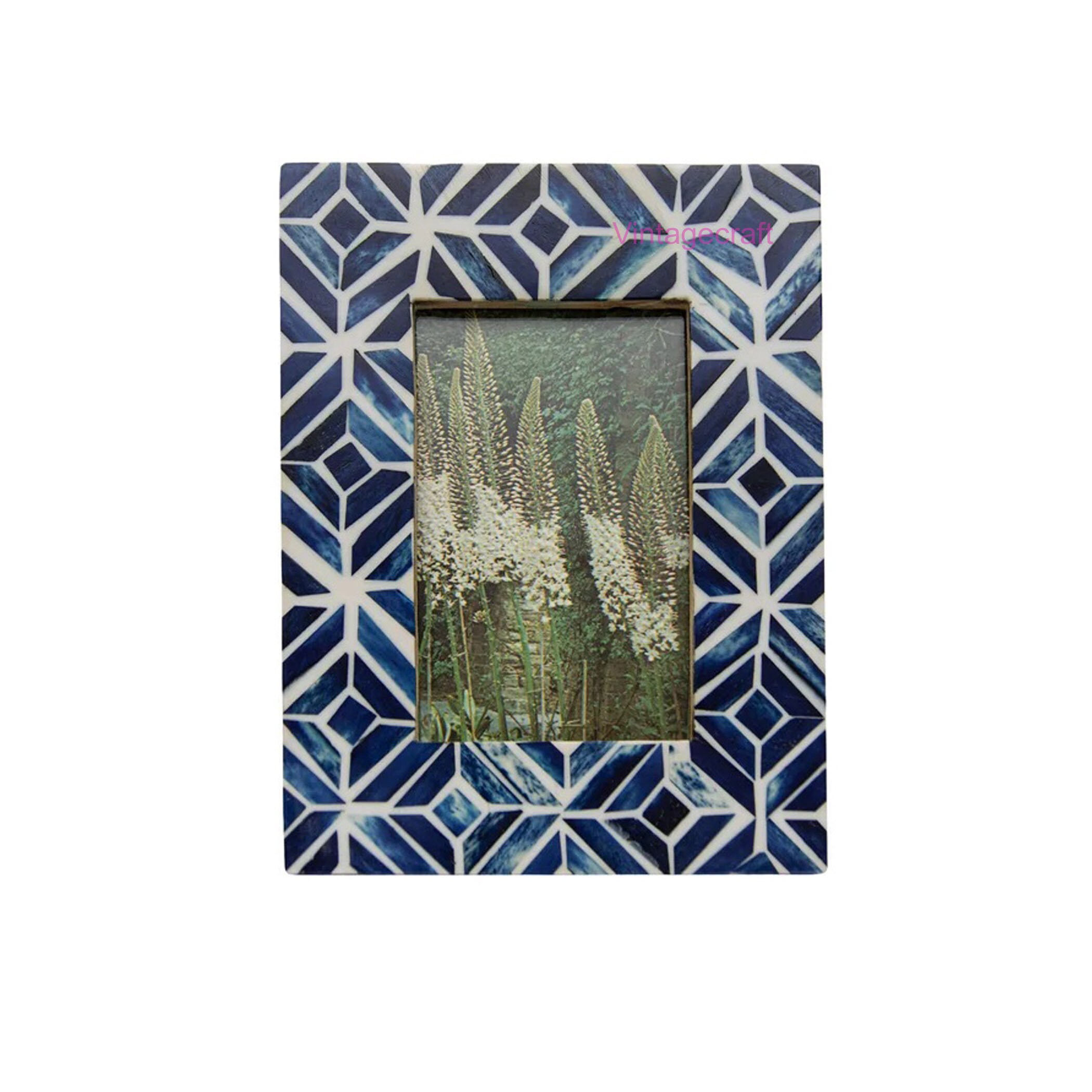 Picture Frame Blue Bone Inlay Photo Frame Vintage Floral Patten ...