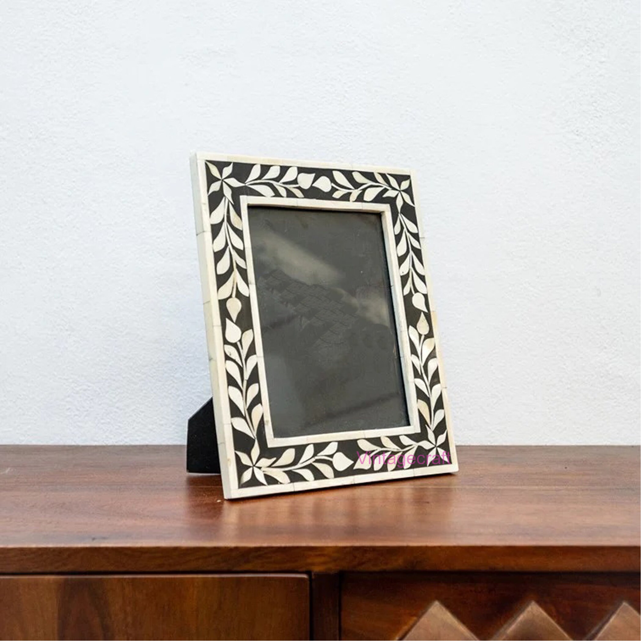 Floral Pattern Bone Inlay Photo Frame Handmade Home Decor Art - Etsy
