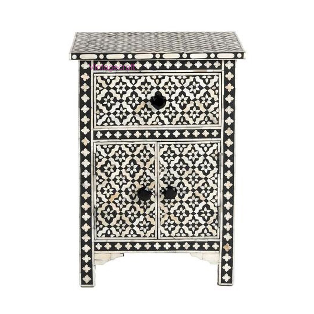 Handcrafted Bone Inlay Bedside Table Home Decor Art - Etsy