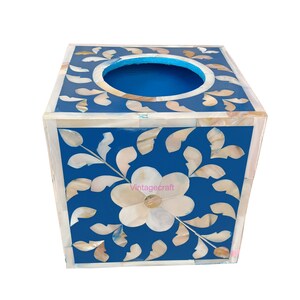 Elegant Mother of Pearl Inlay Tissue Box With Floral Design: Elevate ...