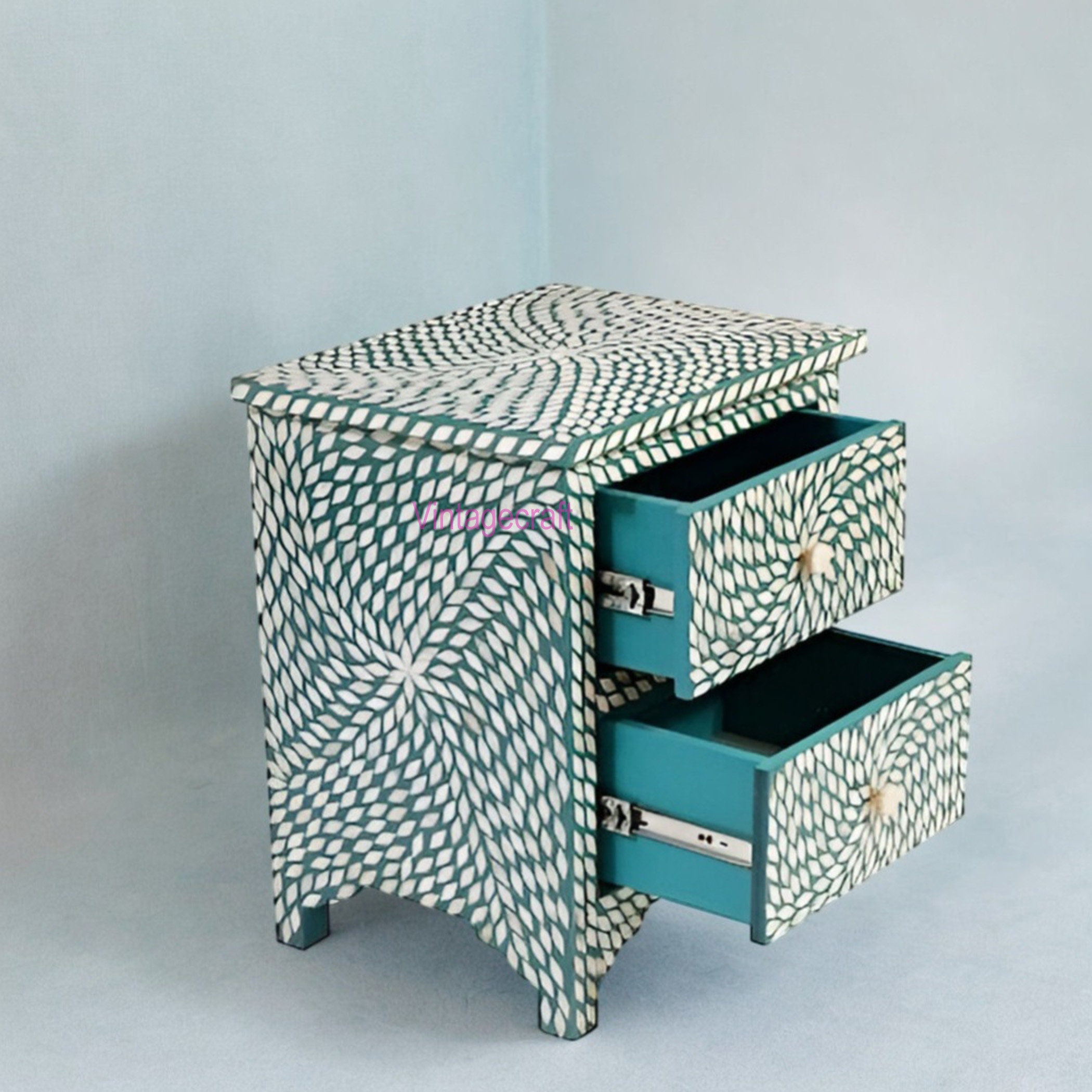 Bone Inlay Drawer Bedside Table Nightstand Side Table - Etsy