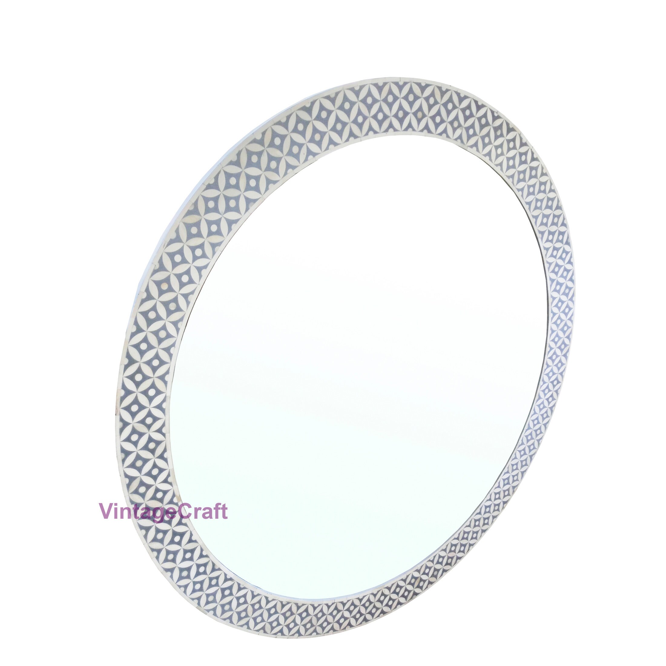 Bone Inlay Round Mirror Frame Home Decor Wall Hanging Mirror - Etsy