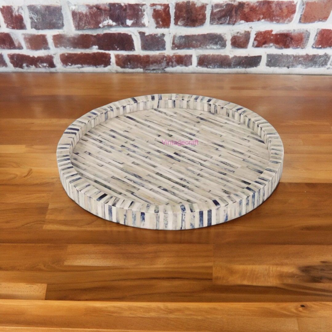 Beautiful Blue Bone Inlay Serving Tray Handmade Kitchen & Dining Table ...